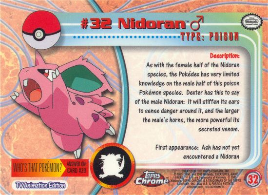 Check the actual price of your Nidoran♂ Topps Pokemon card on ...